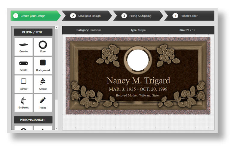 Try our E-Z Online Designer! - Trigard Memorials